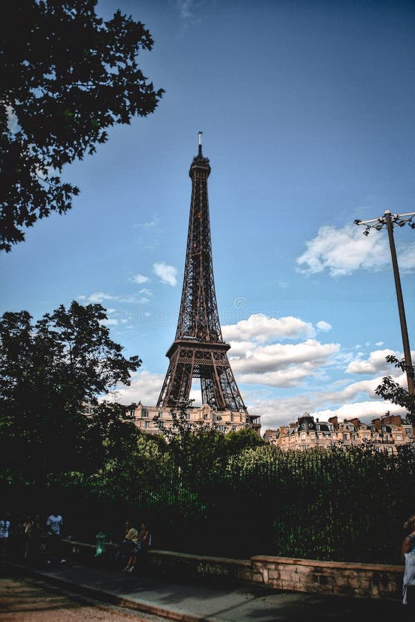 Eifel Tower View from the Garden Editorial Image - Image of tree ...