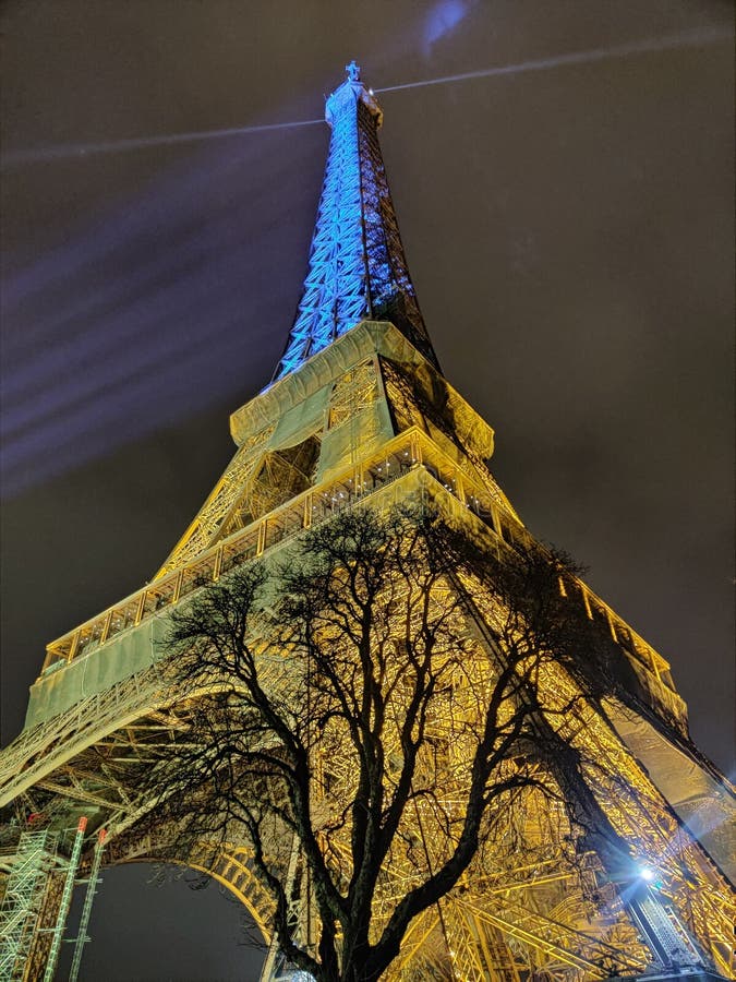 Eiffel in Blue Nightscape editorial stock photo. Image of tower - 272758673
