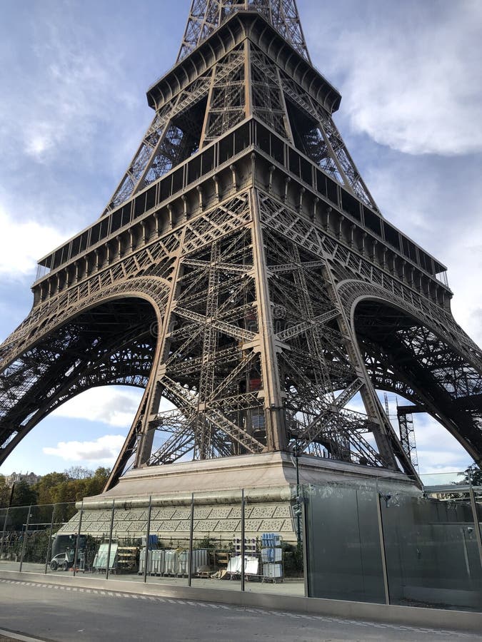 Eiffel Tower, Angled View from Below. Close-up Stock Image - Image of ...