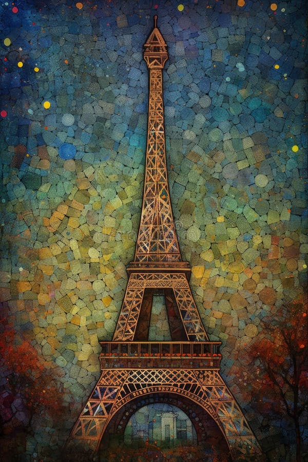 Eiffel Tower Beautiful Colorful Art Vector Generative AI Stock ...