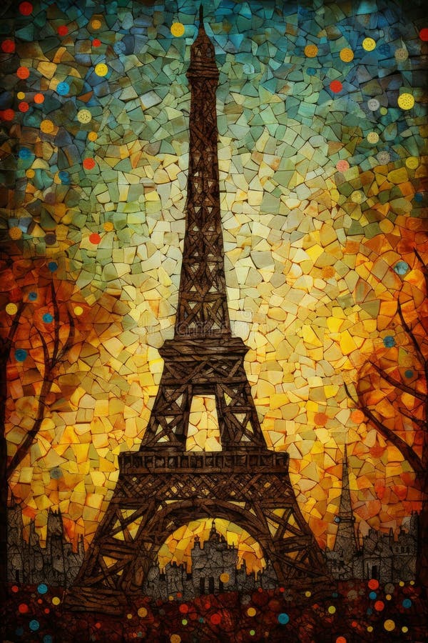 Eiffel Tower Beautiful Colorful Art Vector Generative AI Stock ...