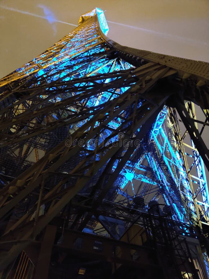 Eiffel Tower Blue Looking Up Editorial Photography - Image of ...