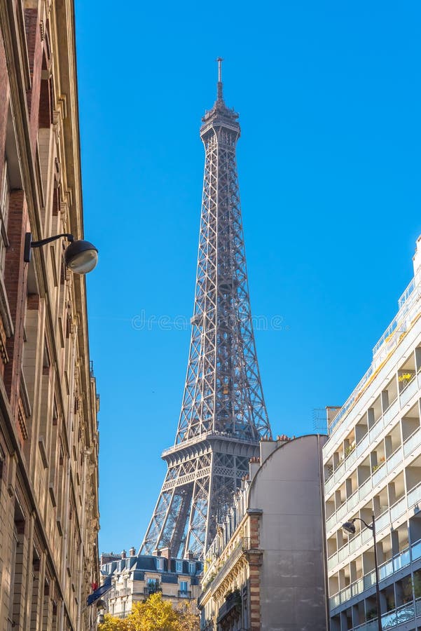Eiffel Tower with Blue Sky Background in Paris Stock Image - Image of ...