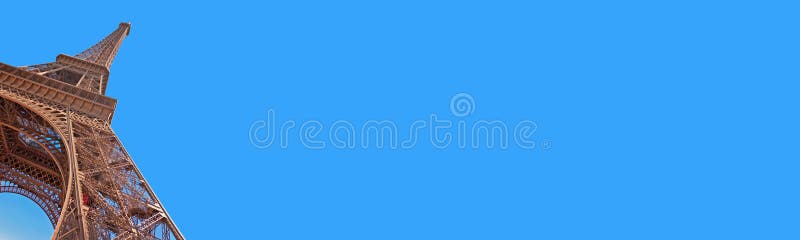 Eiffel Tower and Blue Sky Header, Paris Stock Image - Image of monument ...