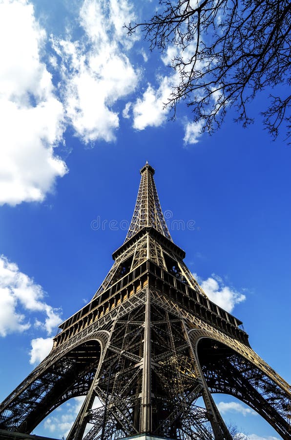 The Eiffel Tower in the Blue Sky, Paris France Stock Image - Image of ...