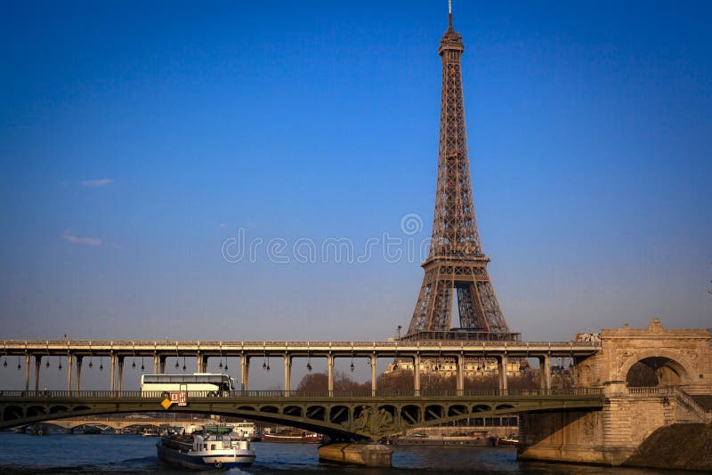 Eiffel tower with blue sky stock photo. Image of europe - 53752016