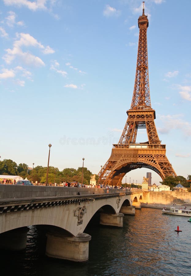 Eiffel Tower, Bridge and River Stock Photo - Image of truss, metal ...