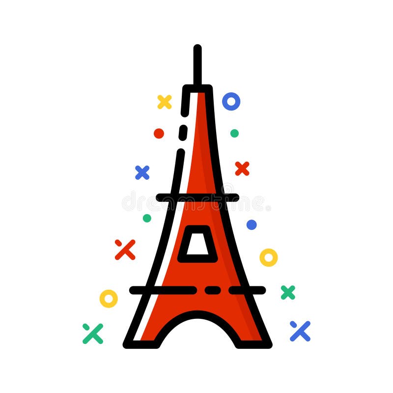 Eiffel Tower Colourful Vector Illustration. Paris Travel Landmark ...