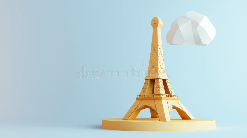 Eiffel Tower. 3D Rendering of Eiffel Tower in Paris Simple Low Poly ...