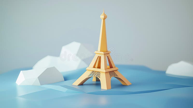 Eiffel Tower. 3D Rendering of Eiffel Tower in Paris Simple Low Poly ...