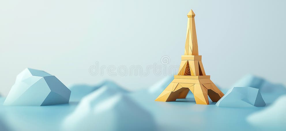 Eiffel Tower. 3D Rendering of Eiffel Tower in Paris Simple Low Poly ...