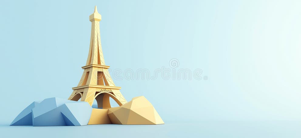 Eiffel Tower. 3D Rendering of Eiffel Tower in Paris Simple Low Poly ...