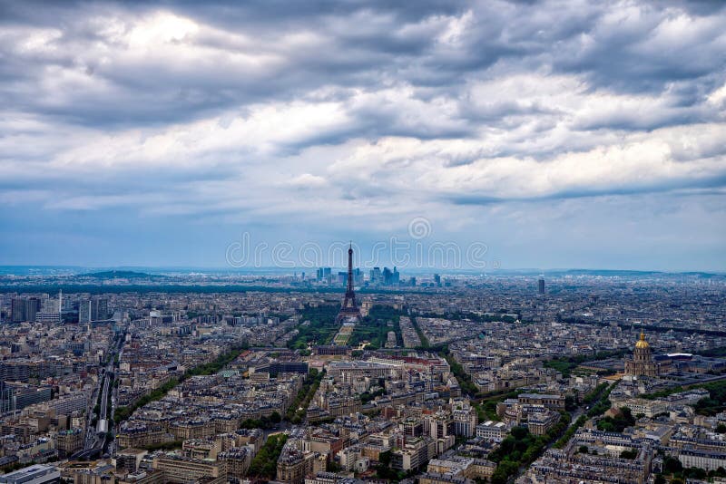 Eiffel Tower Encounters a Heavy Summer Storm with Paris City View Stock ...