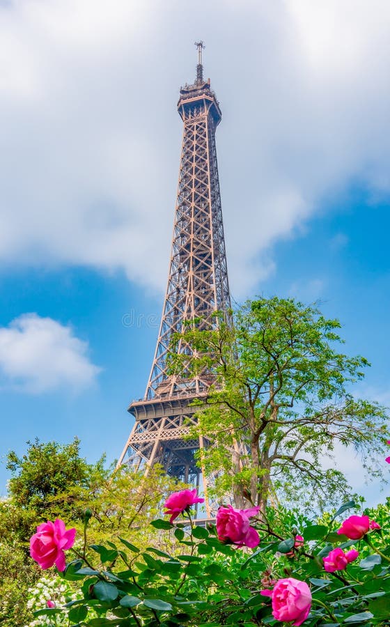 Eiffel Tower and Field of Mars in Spring, Paris, France Stock Image ...