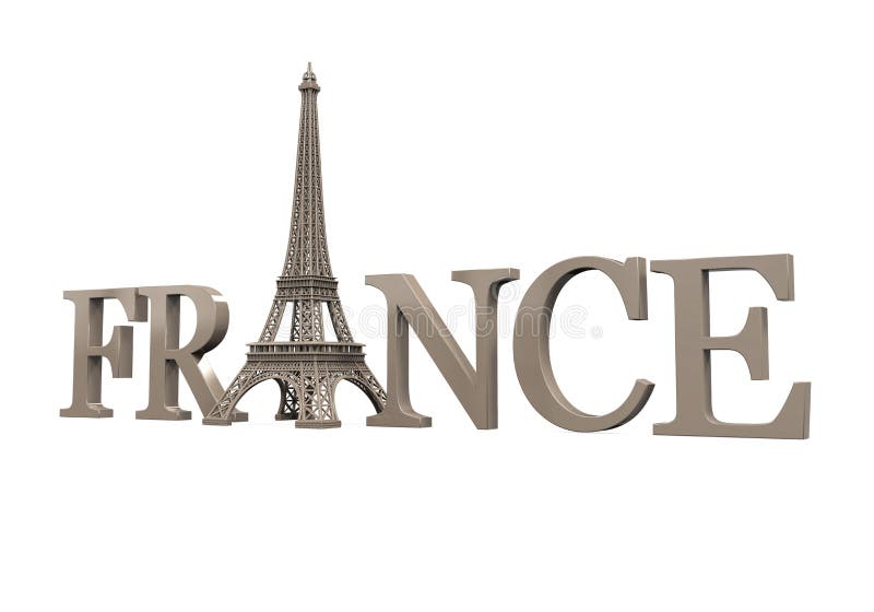 Eiffel Tower with France Text Stock Illustration - Illustration of ...