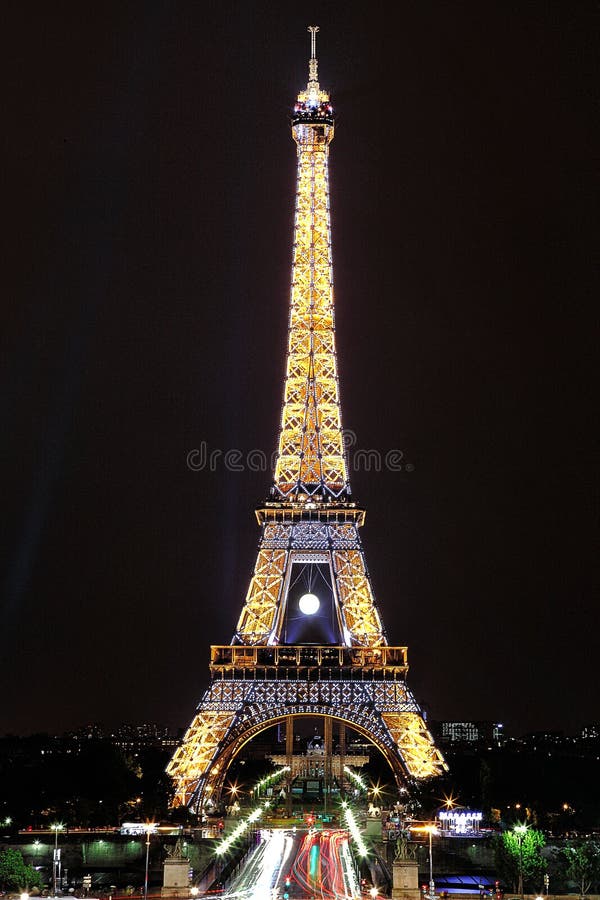 Eiffel Tower Great Night View in Paris France Editorial Image - Image ...