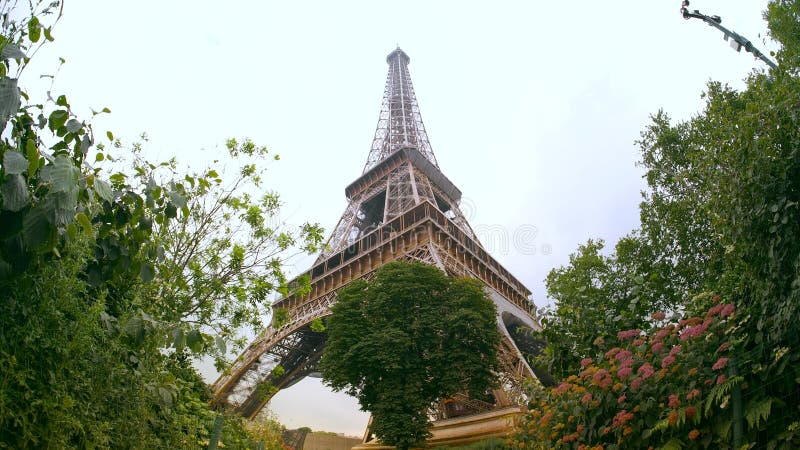 The Eiffel Tower and Green Tree Branches. Paris, France Stock Photo ...