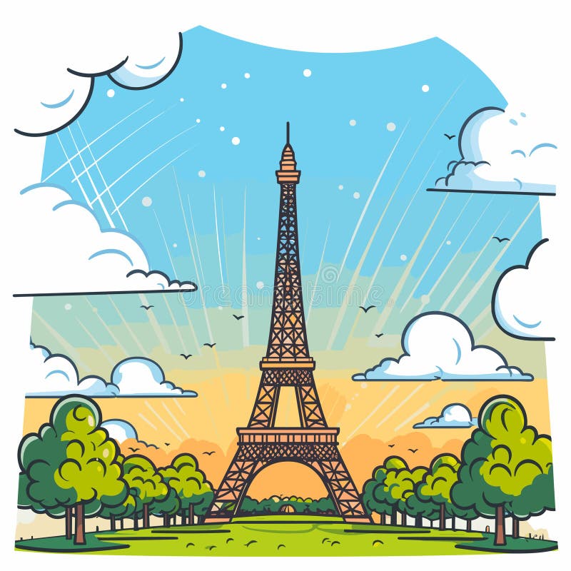 Eiffel Tower Hand-drawn Comic Illustration. Eiffel Tower. Vector Doodle ...
