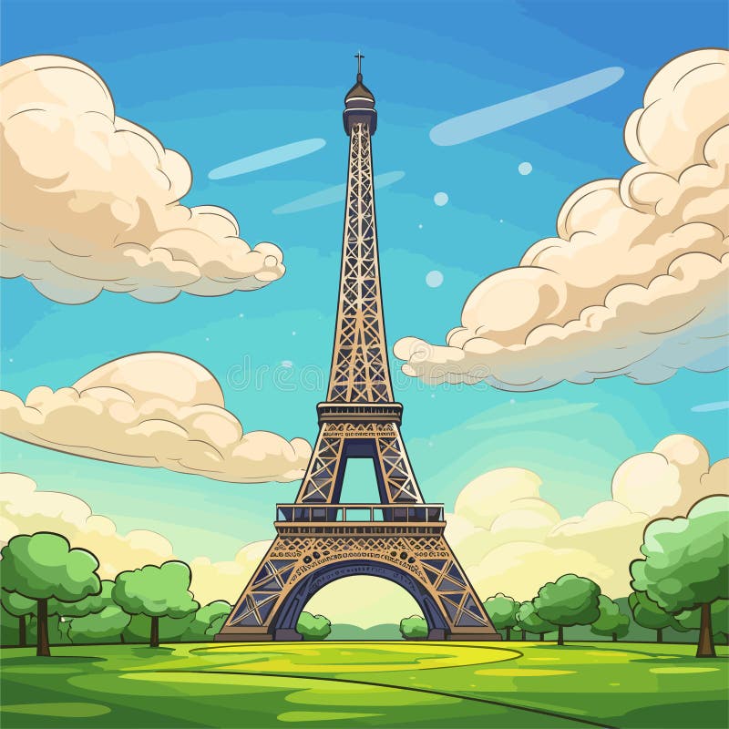 Eiffel Tower Hand-drawn Comic Illustration. Eiffel Tower. Vector Doodle ...
