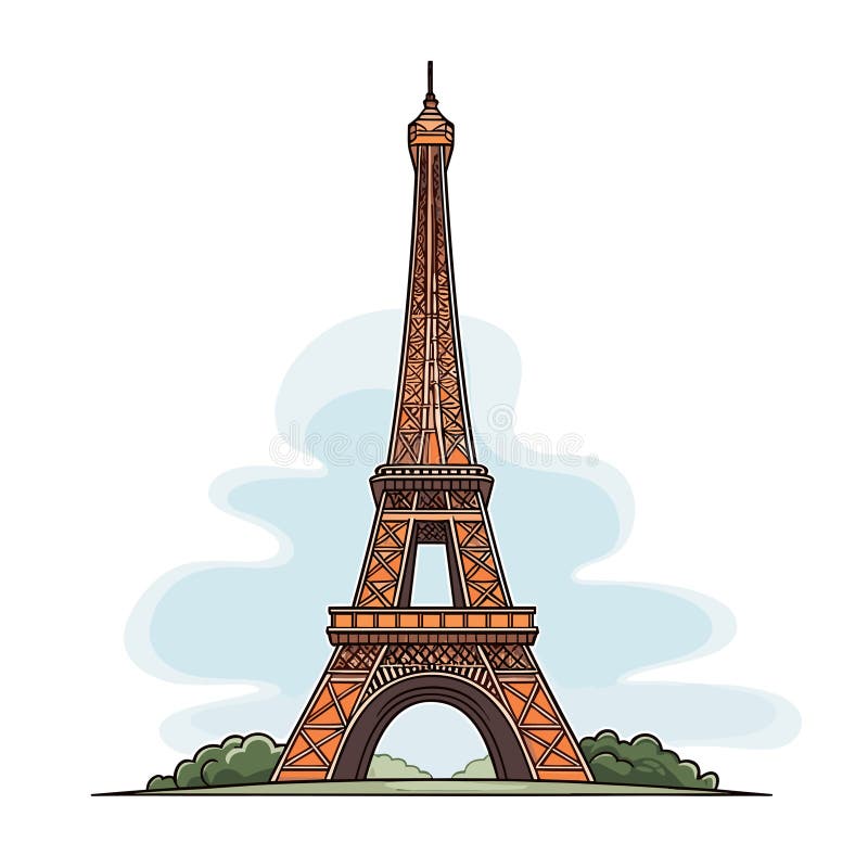 Eiffel Tower Hand-drawn Comic Illustration. Eiffel Tower. Vector Doodle ...
