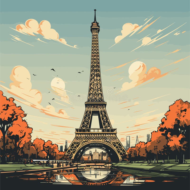 Eiffel Tower Hand-drawn Comic Illustration. Eiffel Tower. Vector Doodle ...