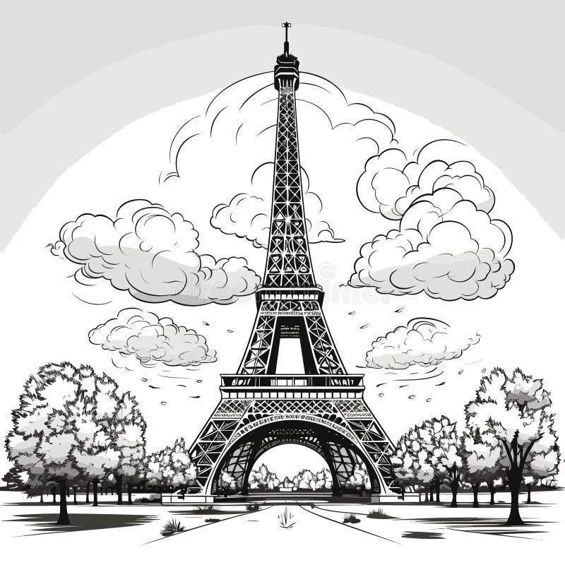 Eiffel Tower Hand-drawn Comic Illustration. Eiffel Tower. Vector Doodle ...