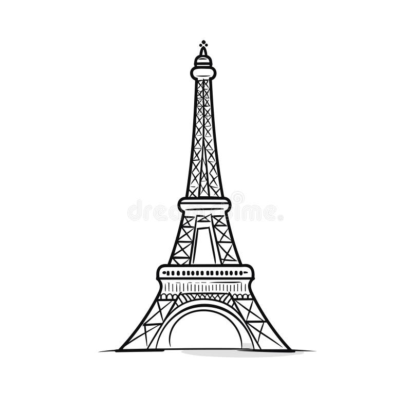 Eiffel Tower Hand-drawn Comic Illustration. Eiffel Tower. Vector Doodle ...