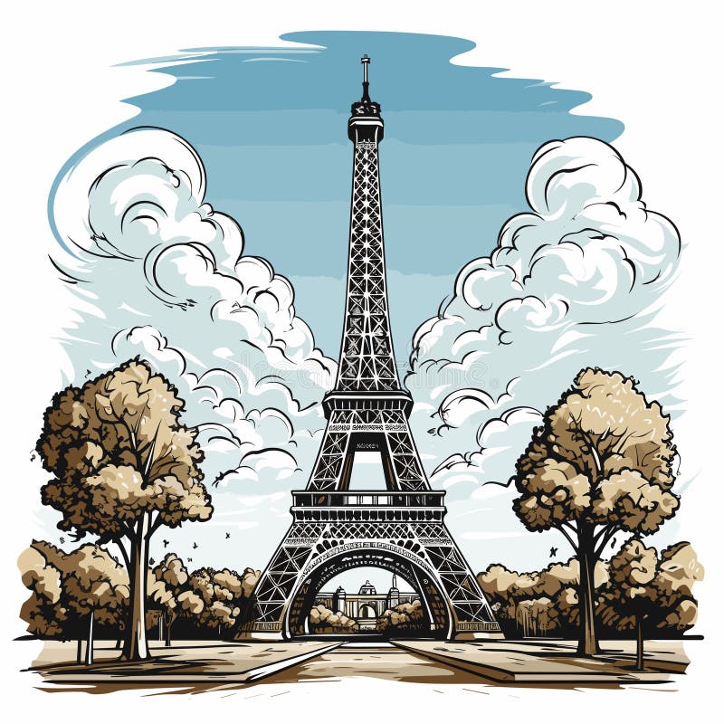Eiffel Tower Hand-drawn Comic Illustration. Eiffel Tower. Vector Doodle ...