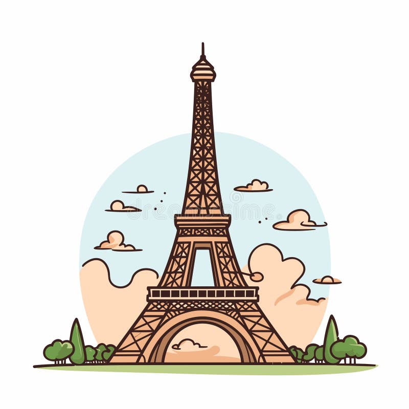 Eiffel Tower Hand Drawn Comic Illustration Eiffel Tower Vector Doodle Style Cartoon