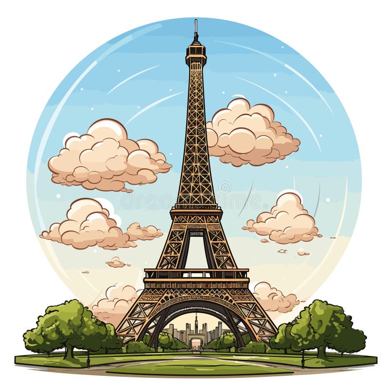 Eiffel Tower Hand-drawn Comic Illustration. Eiffel Tower. Vector Doodle ...