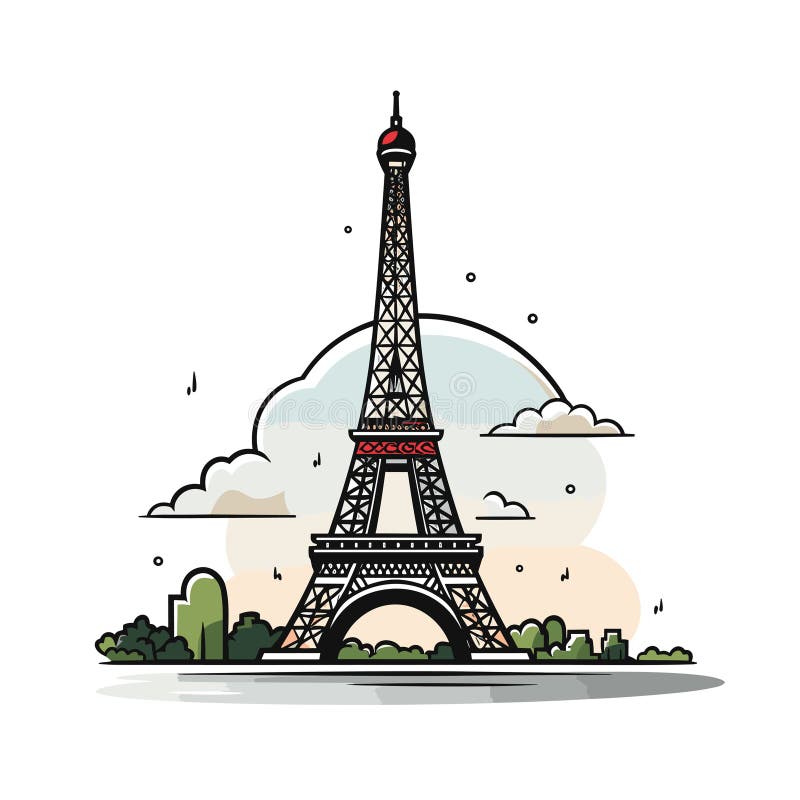 Eiffel Tower Hand-drawn Comic Illustration. Eiffel Tower. Vector Doodle ...