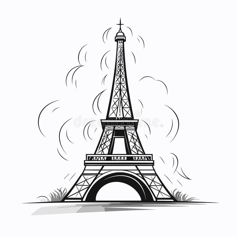 Eiffel Tower Hand-drawn Comic Illustration. Eiffel Tower. Vector Doodle ...