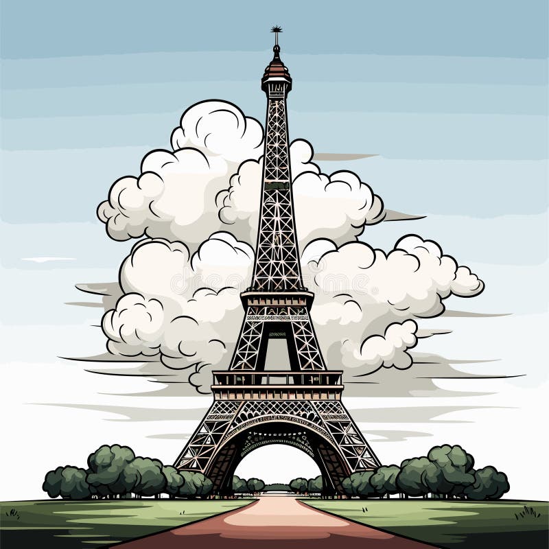 Eiffel Tower Hand-drawn Comic Illustration. Eiffel Tower. Vector Doodle ...