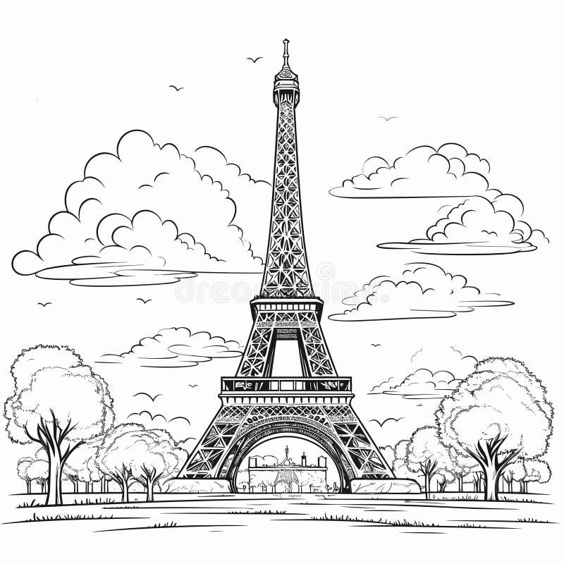 Eiffel Tower Hand-drawn Comic Illustration. Eiffel Tower. Vector Doodle ...