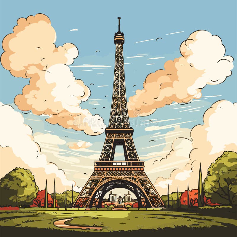 Eiffel Tower Hand-drawn Comic Illustration. Eiffel Tower. Vector Doodle ...