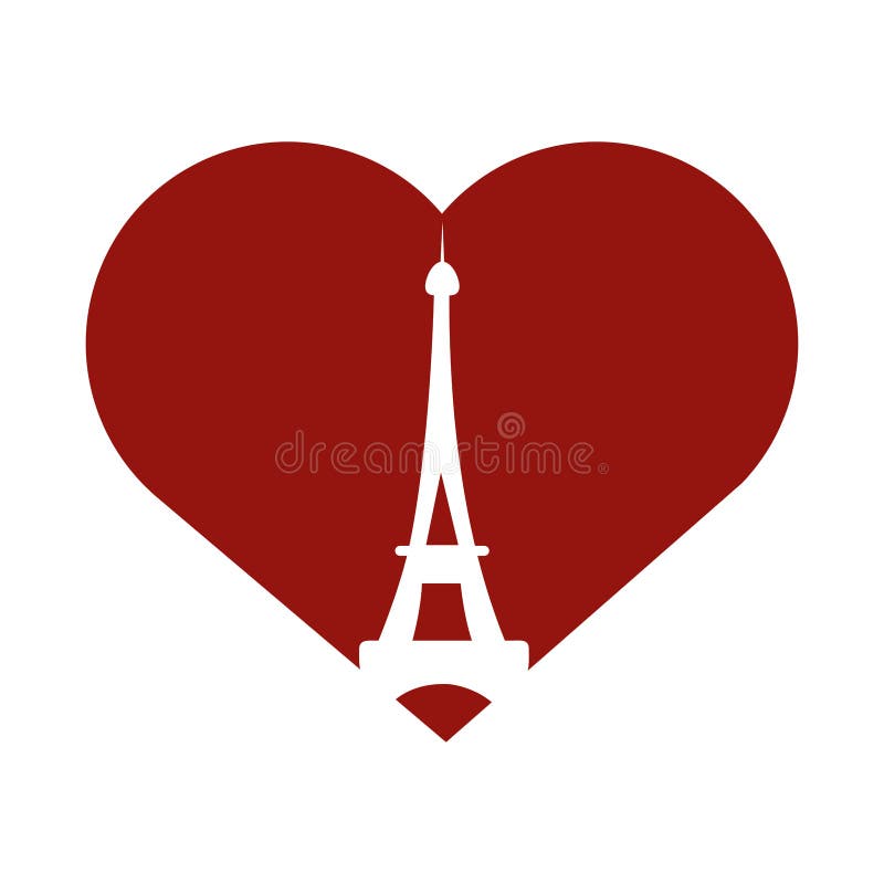 Eiffel tower in heart stock vector. Illustration of high - 219888925