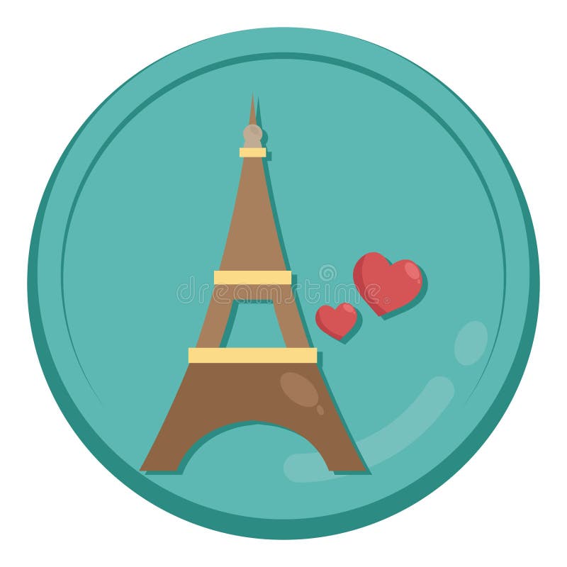 Eiffel Tower with Hearts. Vector Illustration Decorative Design Stock ...