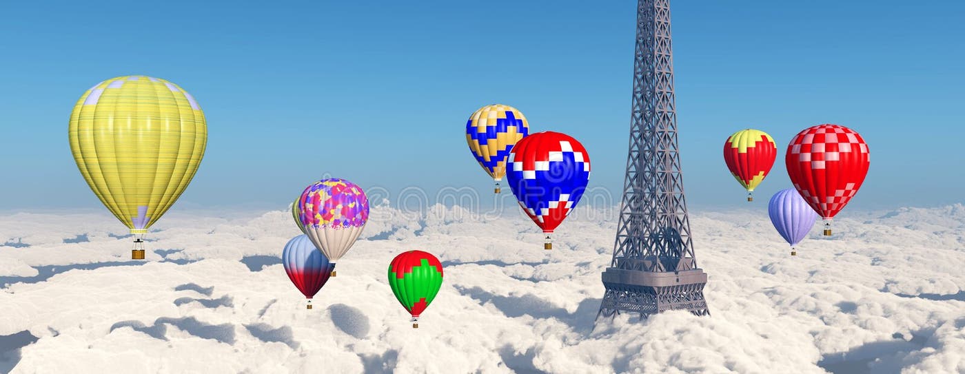 Hot Air Balloon Above Clouds Stock Illustrations – 943 Hot Air Balloon ...