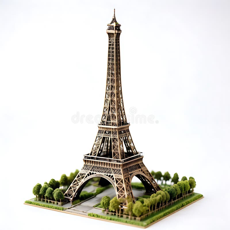 Eiffel Tower Miniature on White Background Stock Photo - Image of ...