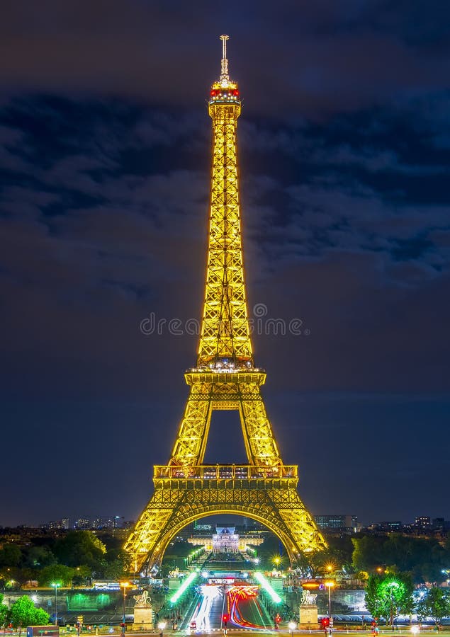 Eiffel Tower at Night Illumination, Paris, France Editorial Photo ...