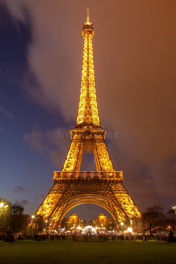 Eiffel Tower at Night in Paris, France Editorial Image - Image of ...