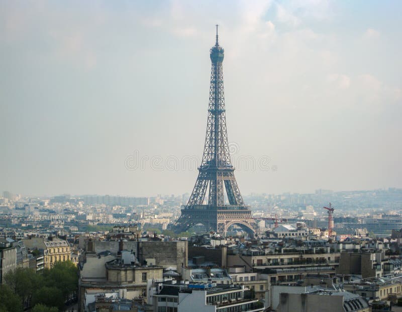 Eiffel Tower Over Paris Center, France Stock Photo - Image of beautiful ...