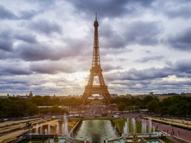 Eiffel Tower in Paris, Cloudy Weather Stock Image - Image of city ...