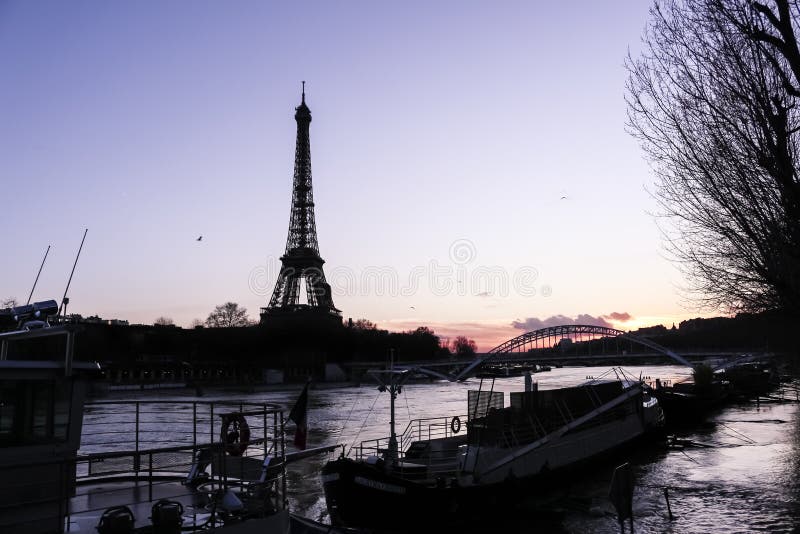 The Eiffel Tower in Paris, France at the Evening Stock Image - Image of ...