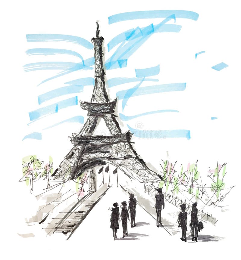 Eiffel Tower, Paris. Hand Drawn Marker Sketch Stock Vector ... Eiffel Tower, Paris. Hand Drawn Marker Sketch Stock Vector ...