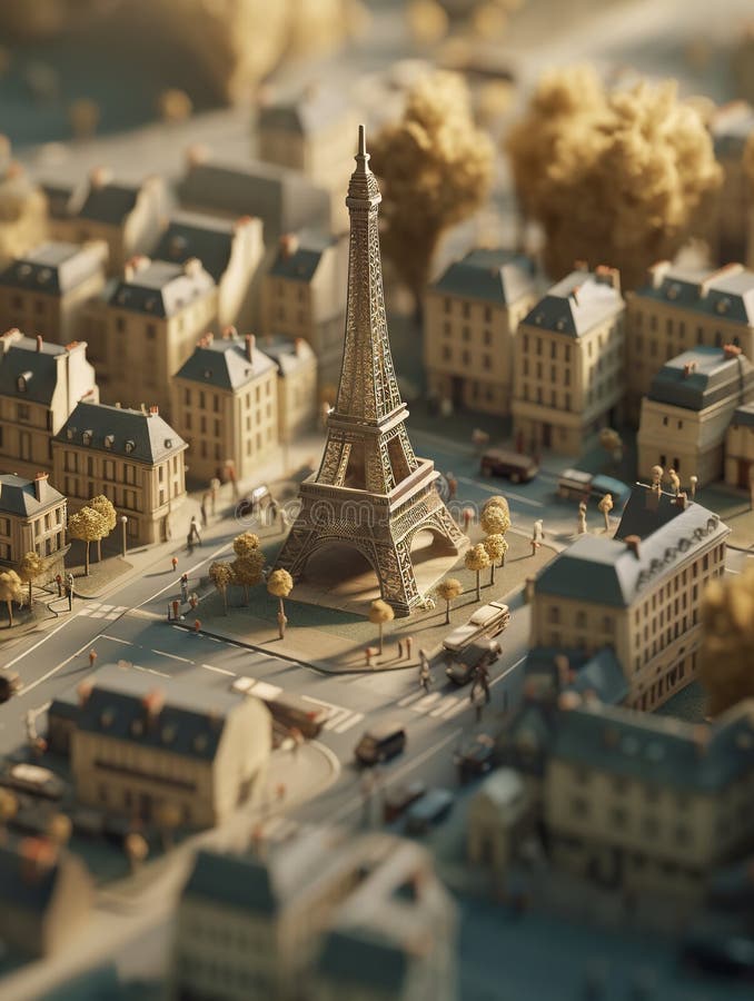 Eiffel Tower in Paris. Miniature Model of the City Stock Illustration ...