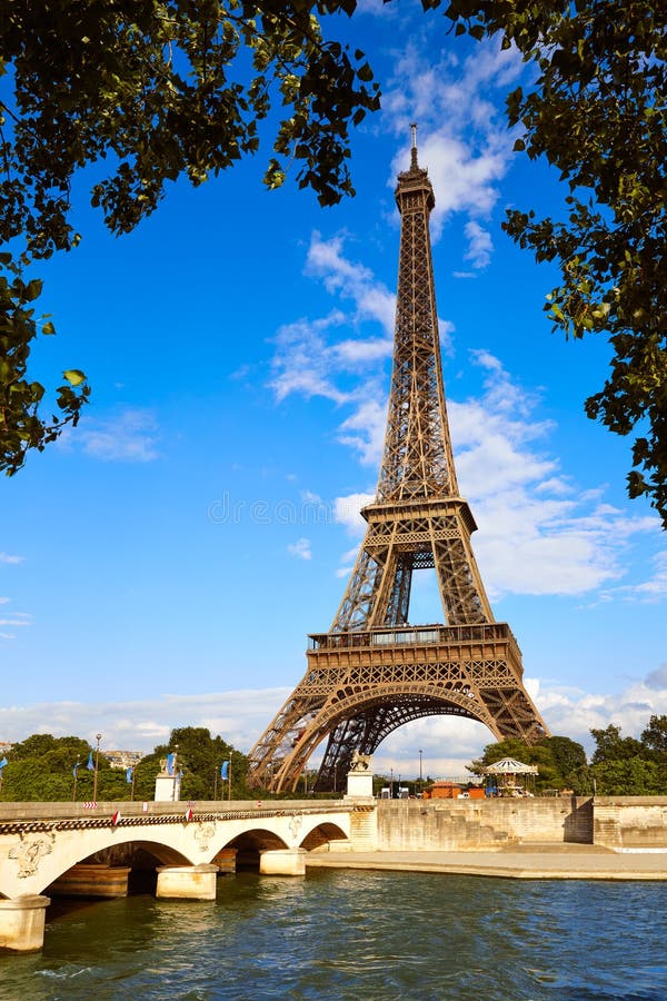 Eiffel Tower in Paris Under Blue Sky France Stock Photo - Image of city ...