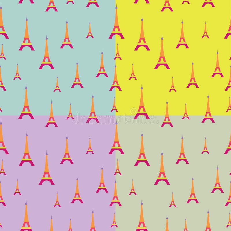 Eiffel-Tower-Pattern-with-Color-Background Stock Vector - Illustration ...