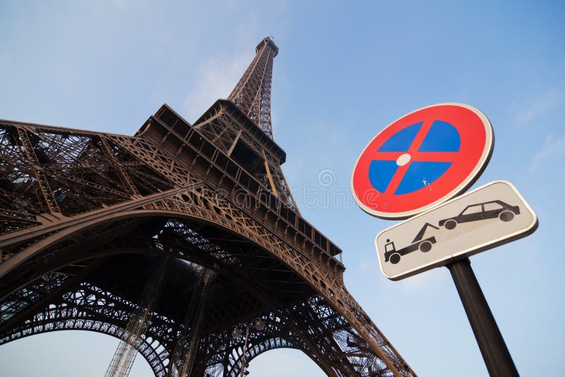Eiffel Tower and road sign stock photo. Image of angle - 28138928