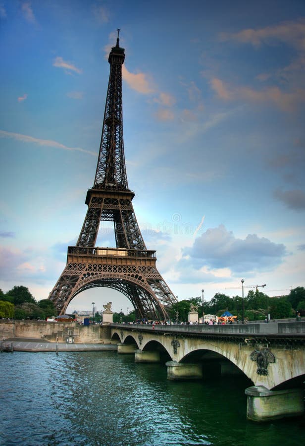Eiffel Tower and Seine River Stock Photo - Image of moody, paris: 6493958